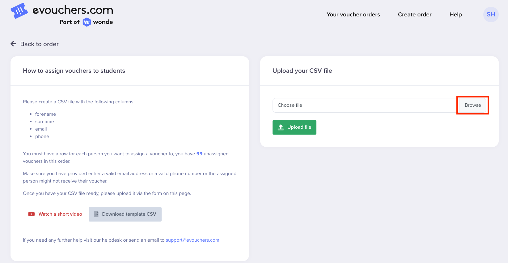 How to Assign vouchers by CSV upload – School Vouchers